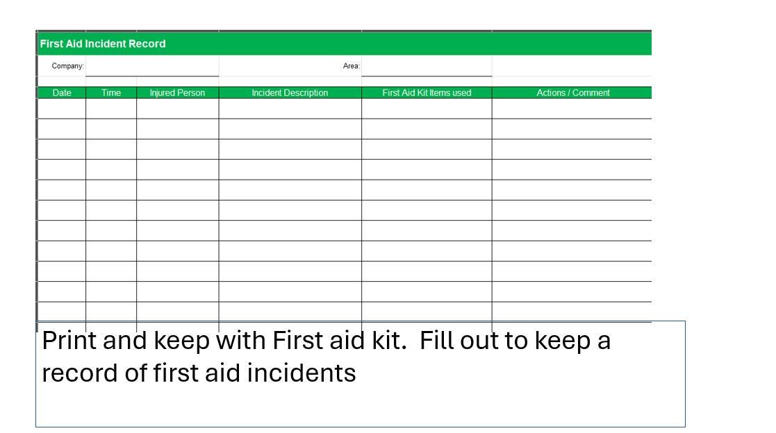 First Aid Forms | First Aid Kit Checklist | Excel or Google Sheets ...
