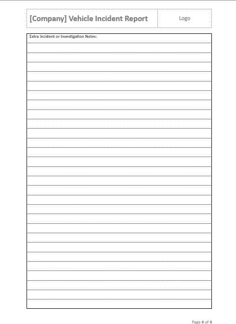 Vehicle Incident Report Form | Automobile Accident Report and ...