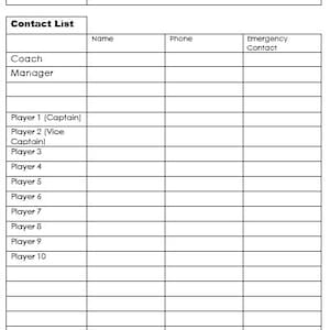 Netball Coach Book Printable Templates, Black and White, Simple Format ...