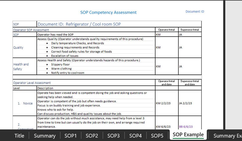 Training Record for Employee | SOP Competency Workbook| Excel Tool ...