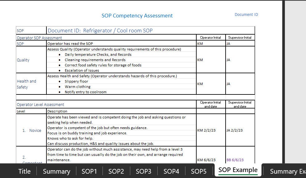 Training Record for Employee | SOP Competency Workbook| Excel Tool ...