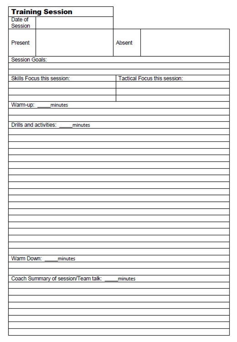 Netball Coach Book Printable Templates, Black and White, Simple Format ...