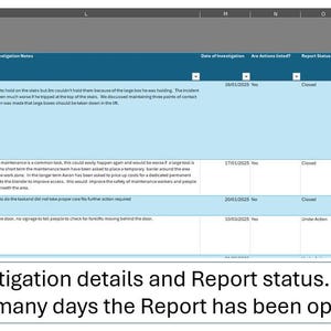 Health and Safety Incident Register in Excel | Manage H&S Reports and ...