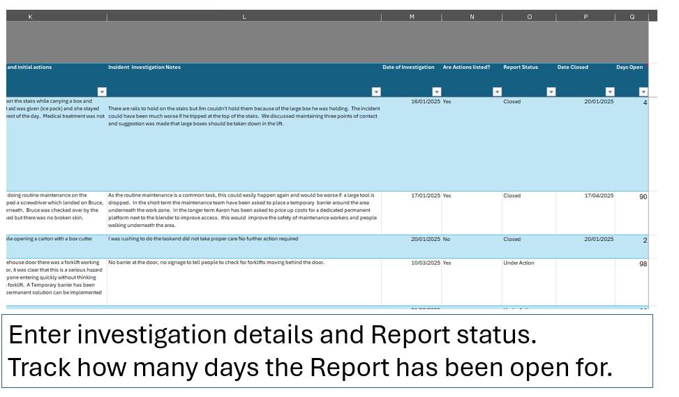 Health and Safety Incident Register in Excel | Manage H&S Reports and ...