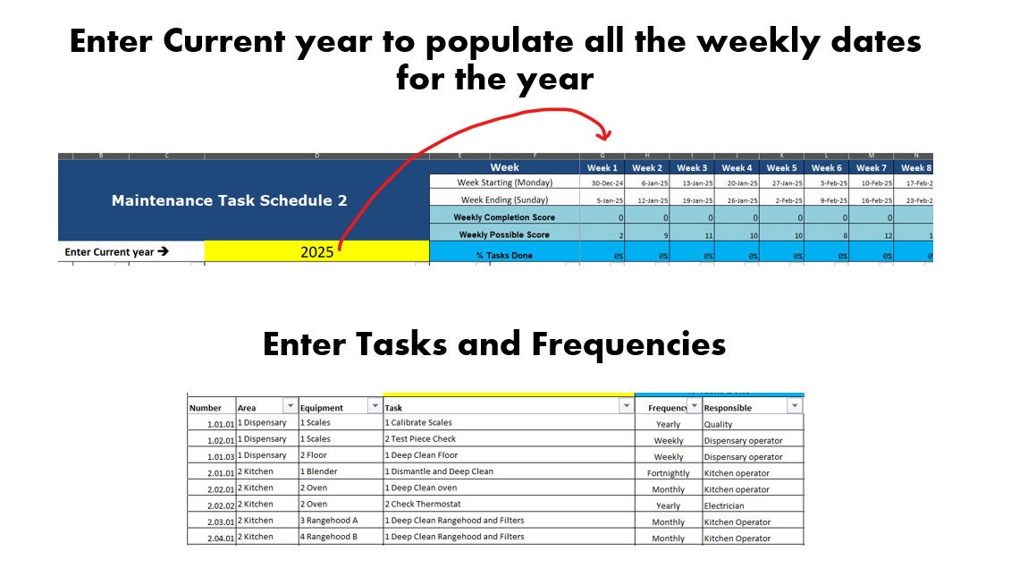 Maintenance Task Schedule and Tracker | Cleaning Task Register ...