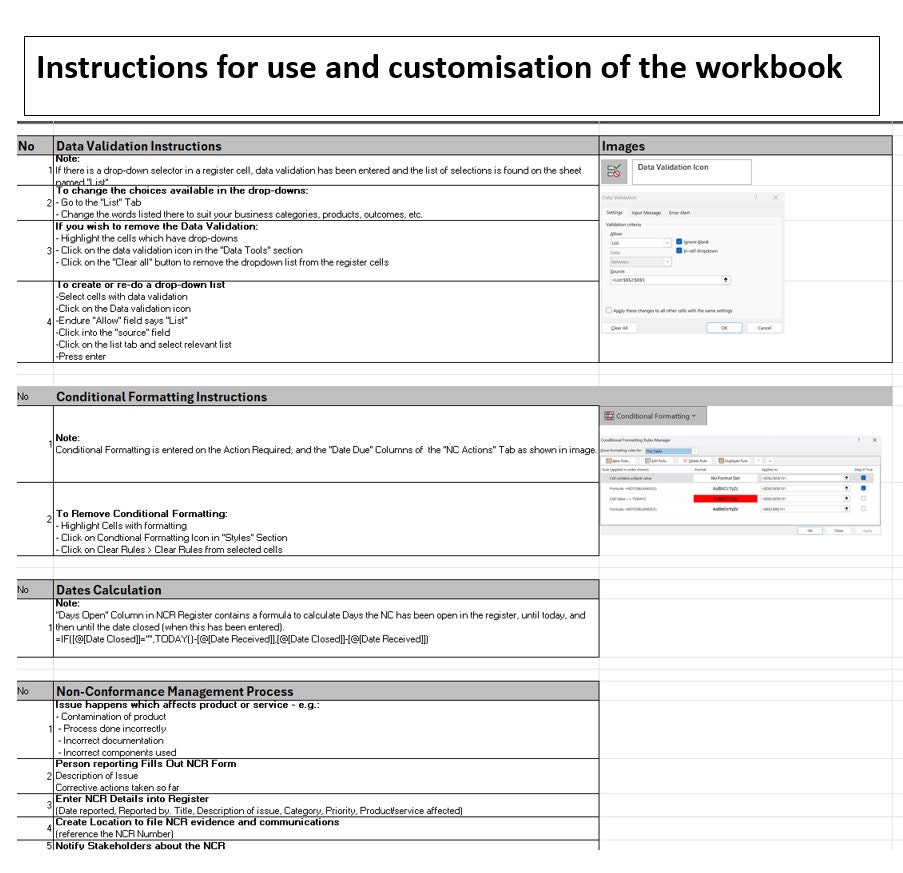 Non-conformance Register | Issue Report Tracker | Includes Action List ...
