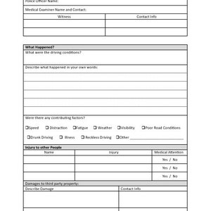 Vehicle Incident Report Form | Automobile Accident Report and ...