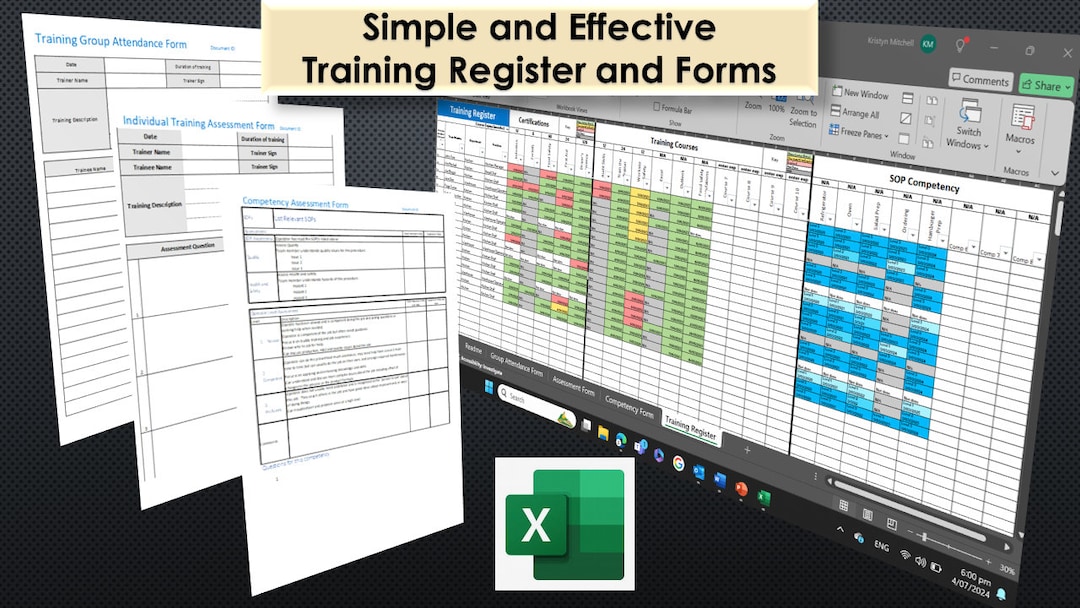 Excel Training Workbook - Training Register/training Matrix With ...