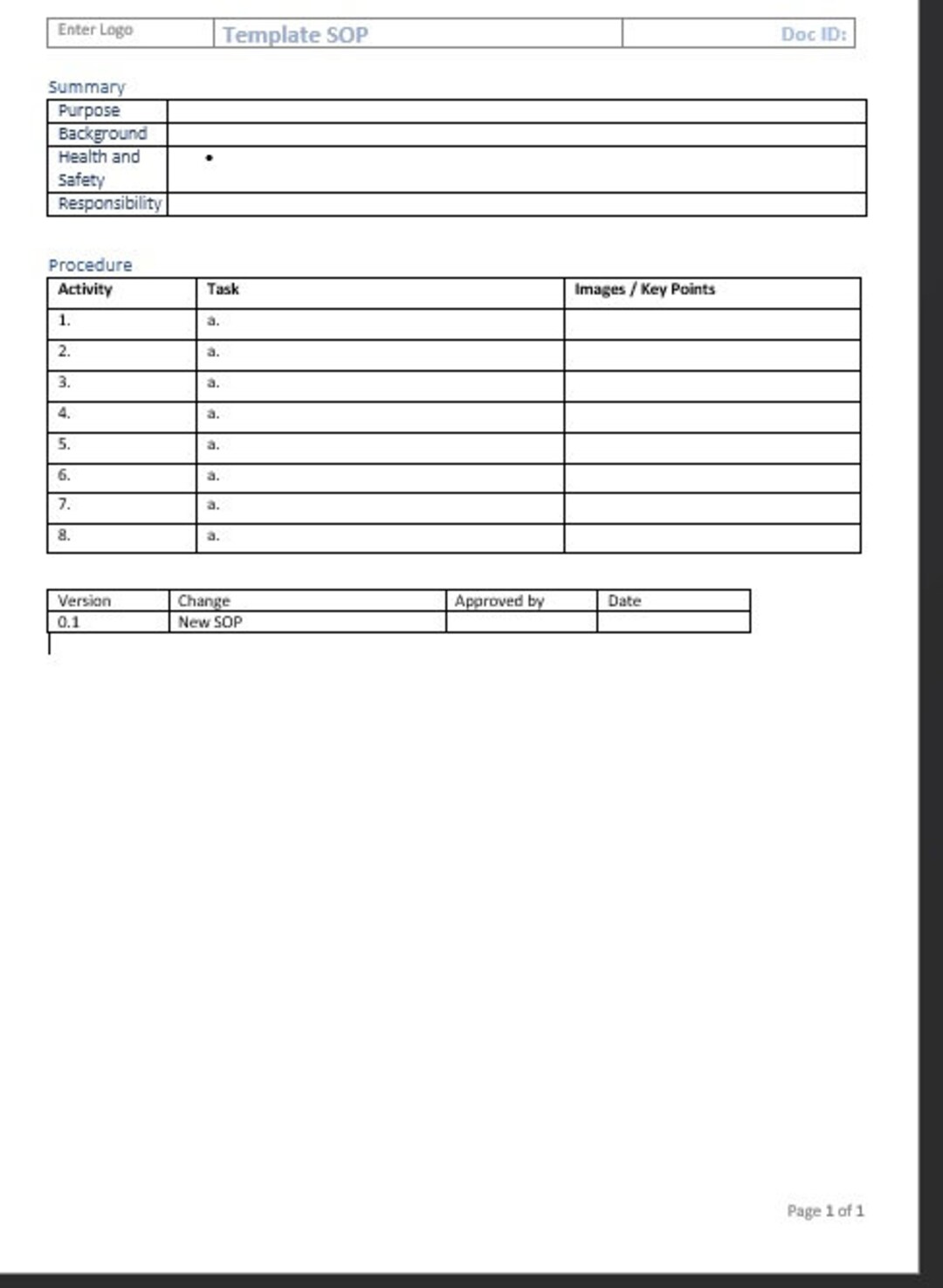 SOP Template in Word With Example, Standard Operating Procedure ...