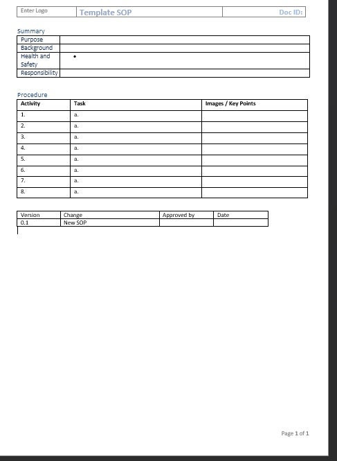 SOP Template in Word With Example, Standard Operating Procedure ...