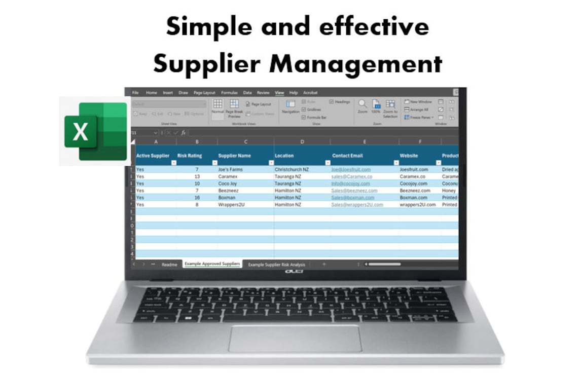 Supplier Management Excel Template | Instant Digital Download | With ...