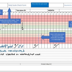Daily Scale Weight Check Form Template in Word - Etsy