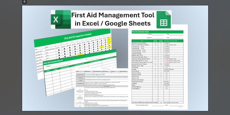First Aid Forms | First Aid Kit Checklist | Excel or Google Sheets ...
