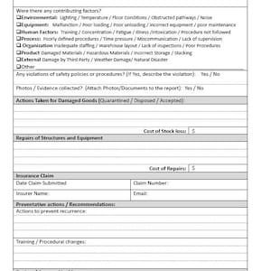 Warehouse Damage Report Form | Incident Report and Investigation | Word ...