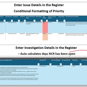 Non-conformance Register | Issue Report Tracker | Includes Action List ...