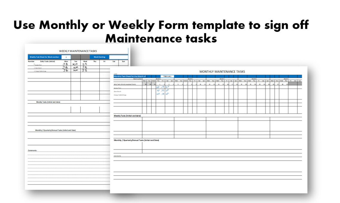 Maintenance Task Schedule and Tracker | Cleaning Task Register ...
