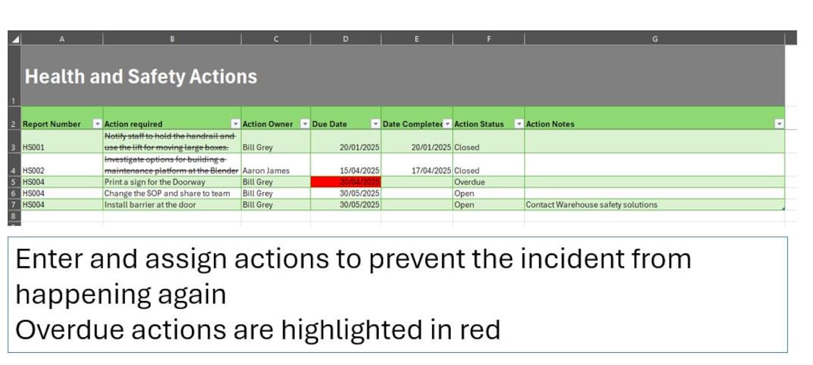 Health and Safety Incident Register in Excel | Manage H&S Reports and ...