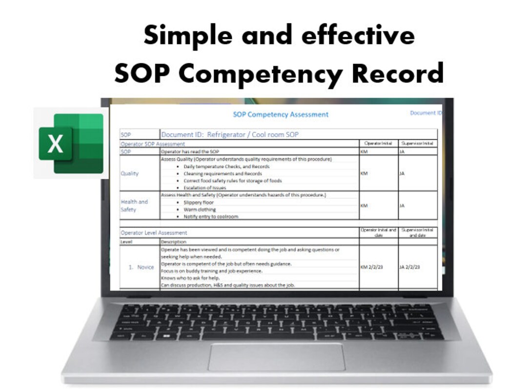 Training Record for Employee | SOP Competency Workbook| Excel Tool ...