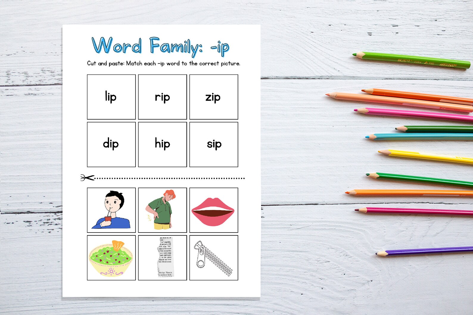 CVC Short I Words Practice, Cut and Paste Activity for Kindergarten and ...
