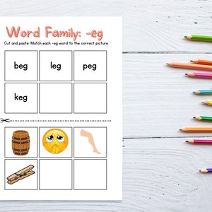 CVC Short E Words Practice Bundle, Cut and Paste Activity for ...