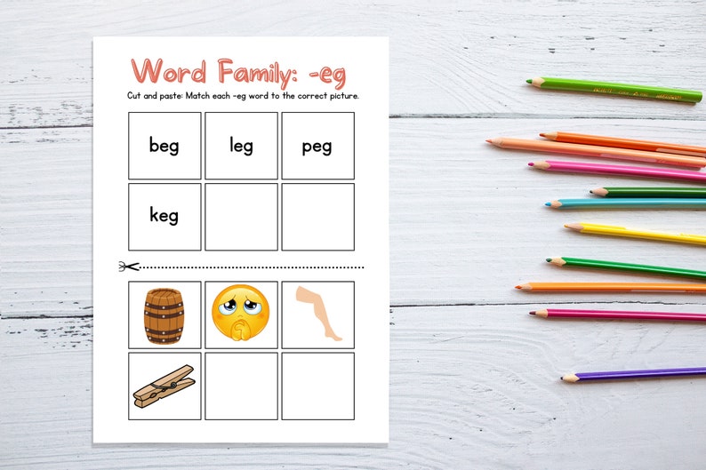 CVC Short E Words Practice Bundle, Cut and Paste Activity for ...