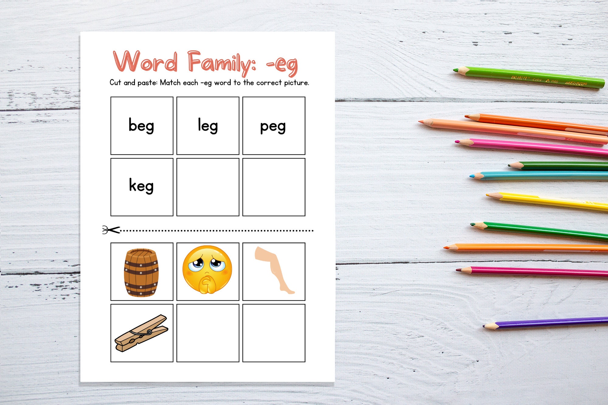 CVC Short E Words Practice Bundle, Cut and Paste Activity for ...