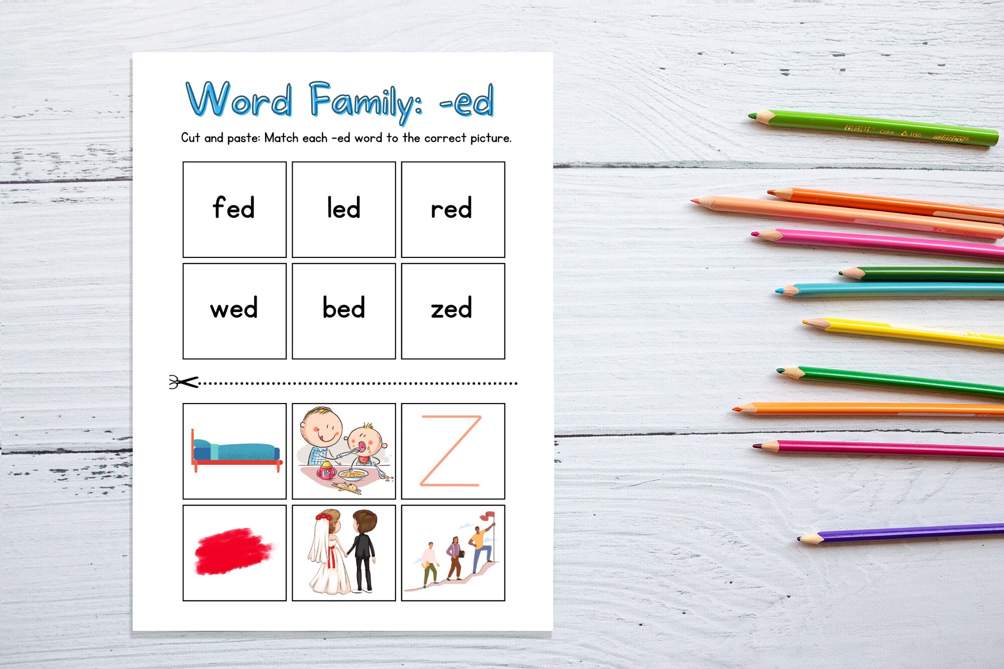 CVC Short E Words Practice, Cut and Paste Activity for Kindergarten and ...
