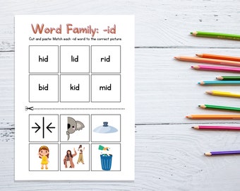 CVC Short E Words Practice, Cut and Paste Activity for Kindergarten and ...