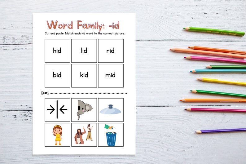 CVC Short I Words Practice, Cut and Paste Activity for Kindergarten and ...