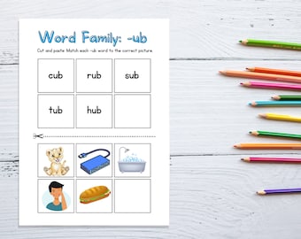 CVC Short U Words Practice, Cut and Paste Activity for Kindergarten and ...