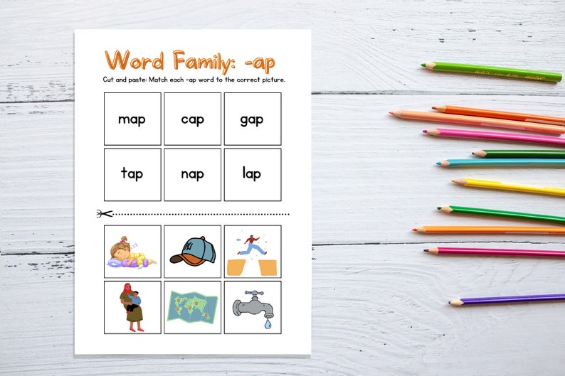 CVC Short A Words Practice, Cut and Paste Activity for Kindergarten and ...