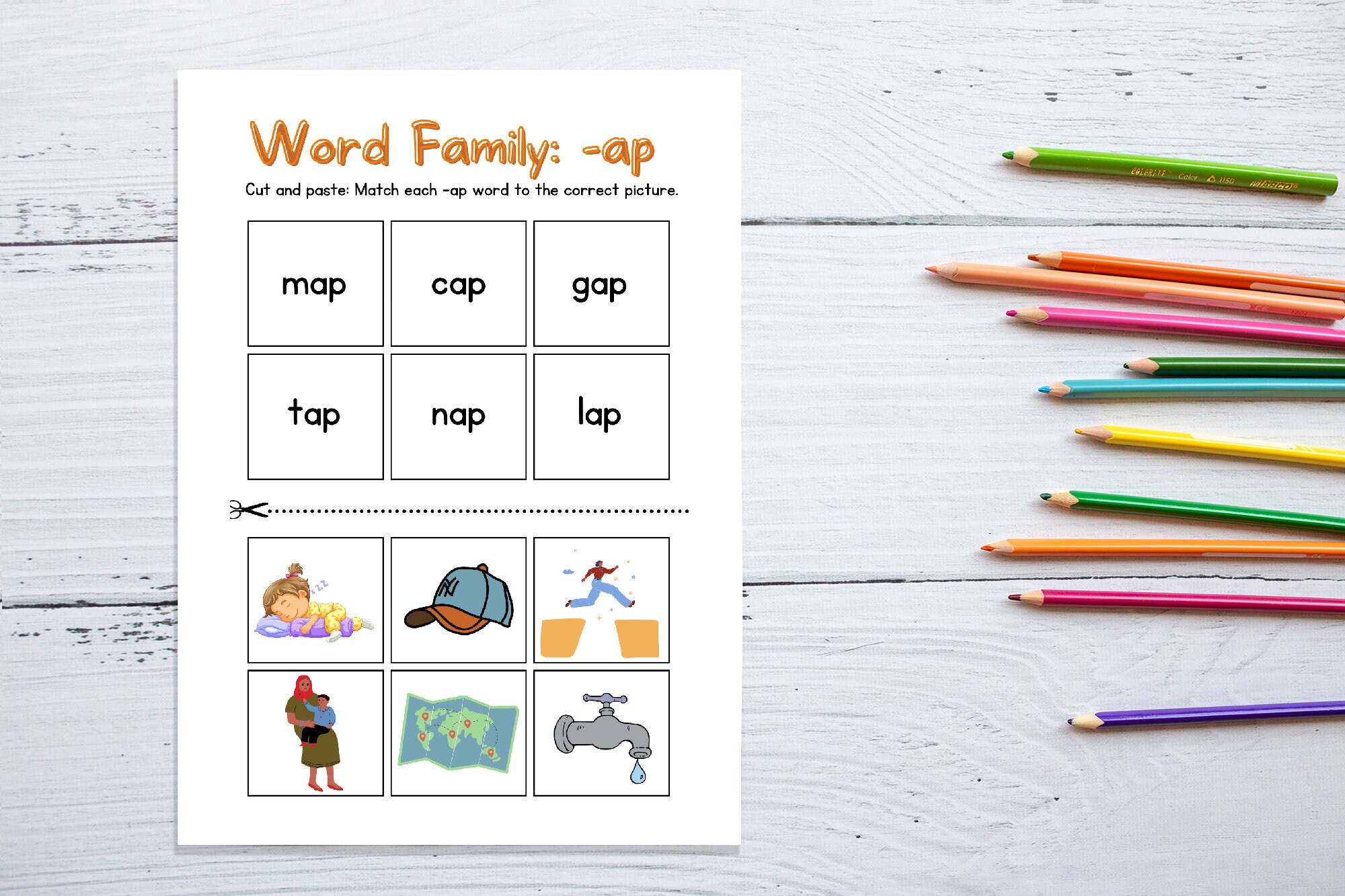 CVC Short A Words Practice, Cut and Paste Activity for Kindergarten and ...