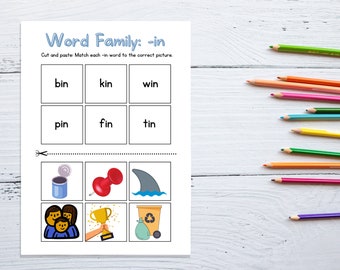 CVC Short E Words Practice, Cut and Paste Activity for Kindergarten and ...
