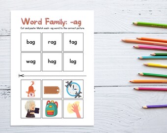CVC Short U Words Practice, Cut and Paste Activity for Kindergarten and ...