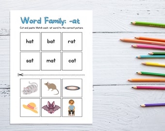 CVC Short E Words Practice, Cut and Paste Activity for Kindergarten and ...