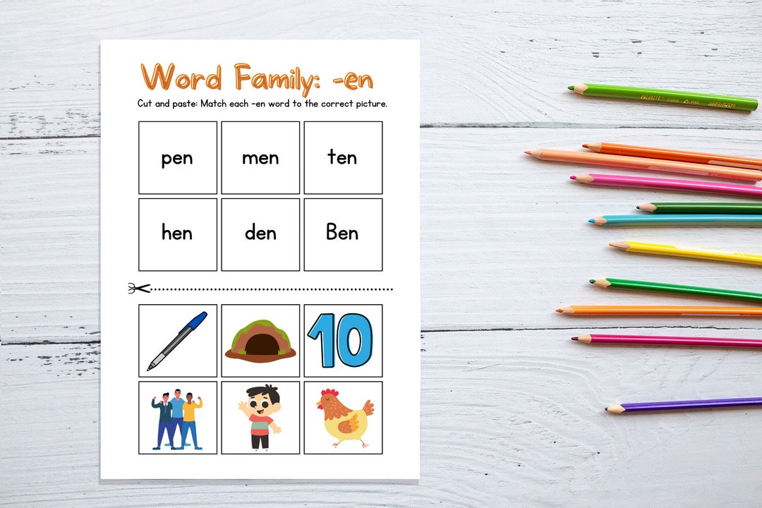 CVC Short E Words Practice, Cut and Paste Activity for Kindergarten and ...