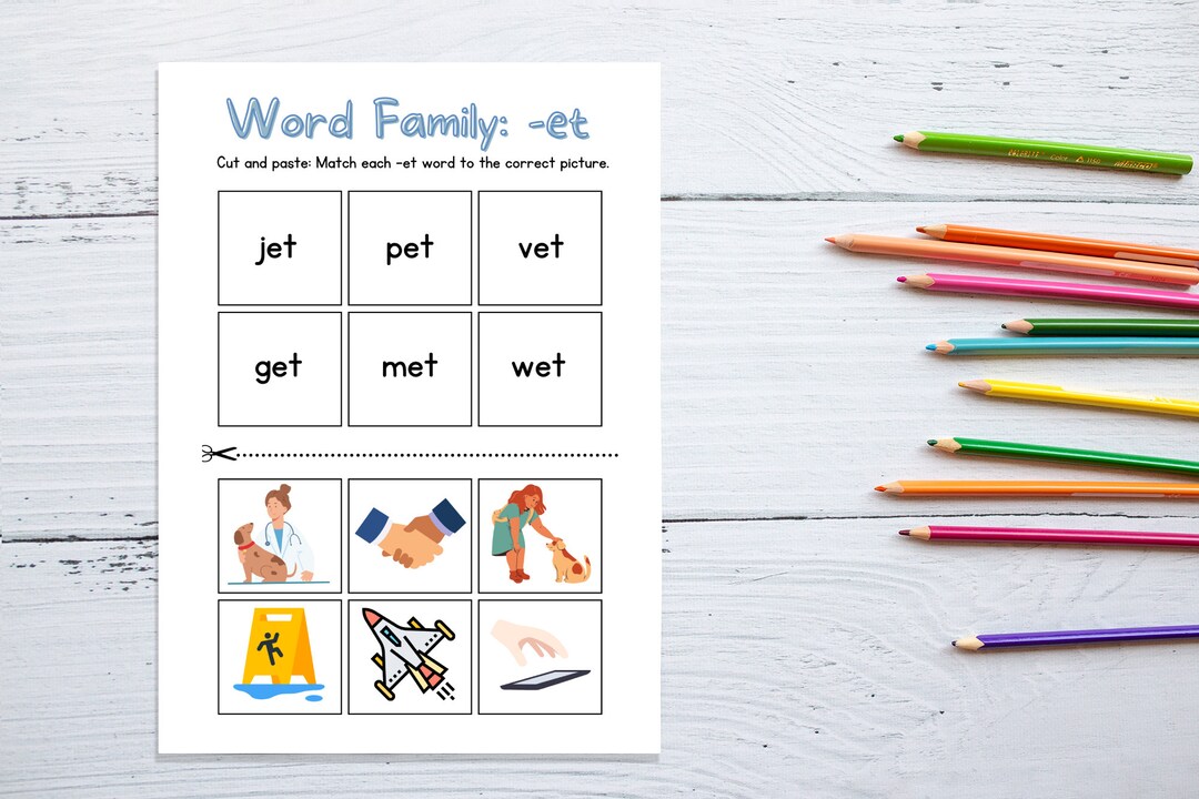 CVC Short E Words Practice, Cut and Paste Activity for Kindergarten and ...