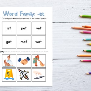 CVC Short E Words Practice Bundle, Cut and Paste Activity for ...