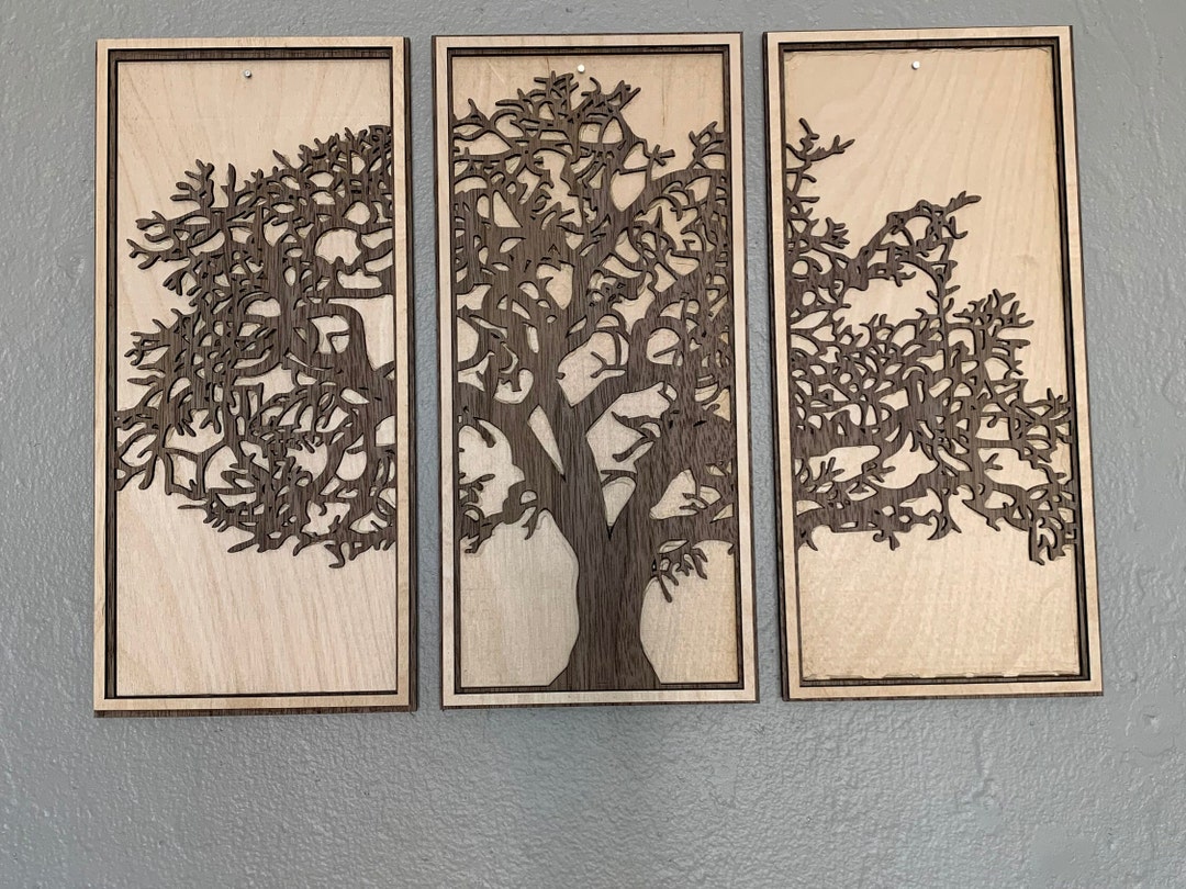 Tree of Life, 3 Piece Wall Art, Laser Engraved, Tree of Life Art, Tree ...