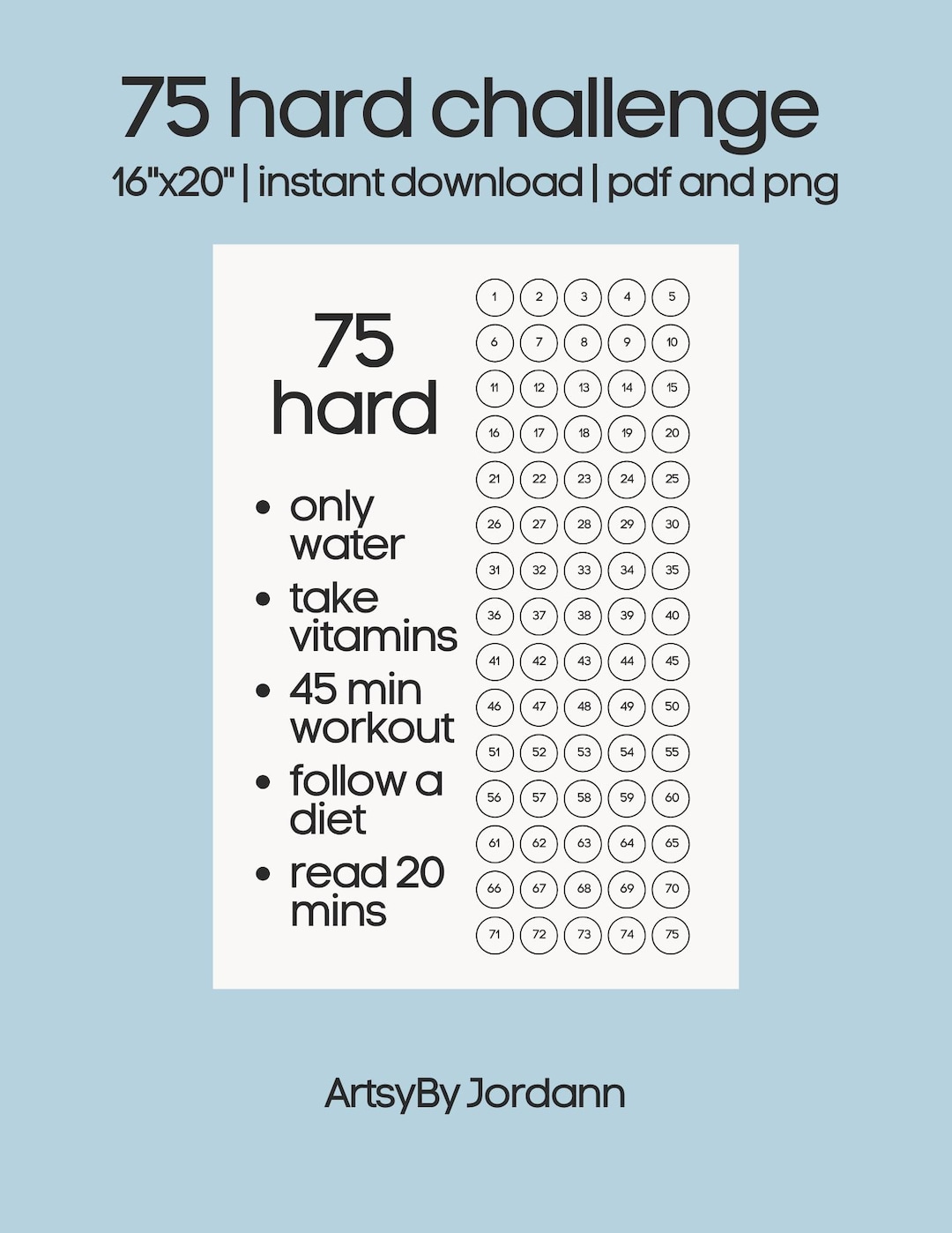 75 Hard Challenge Chart - Etsy