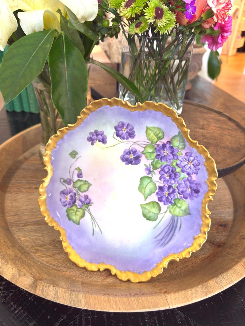 Antique Hand-painted Violets Plate | T&V Limoges Bavaria | Scalloped ...