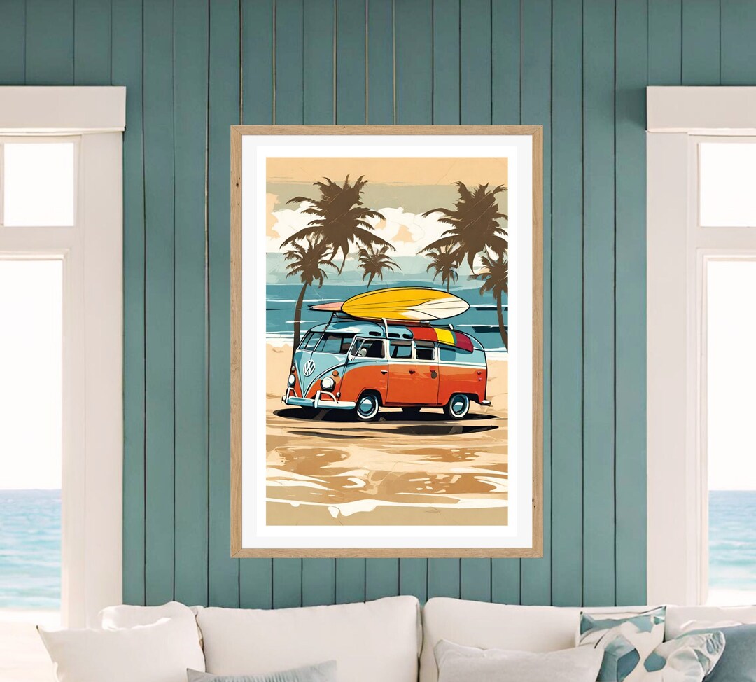 VW Bus Print VW Gifts Volkswagen Bus Decor Surf Poster Beachy Print ...