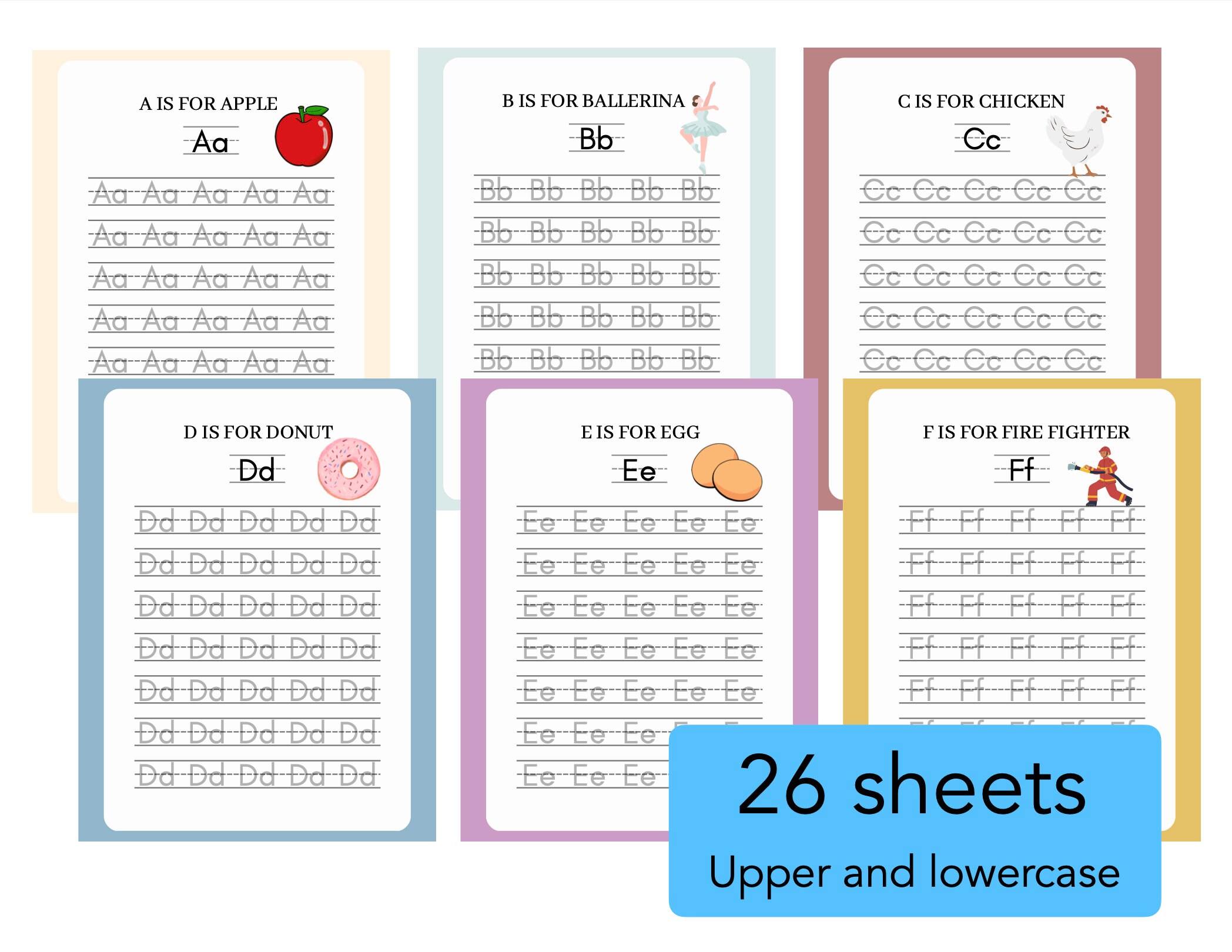 Handwriting Practice: Abc's Worksheets - Fun & Colorful Tracing Sheets ...
