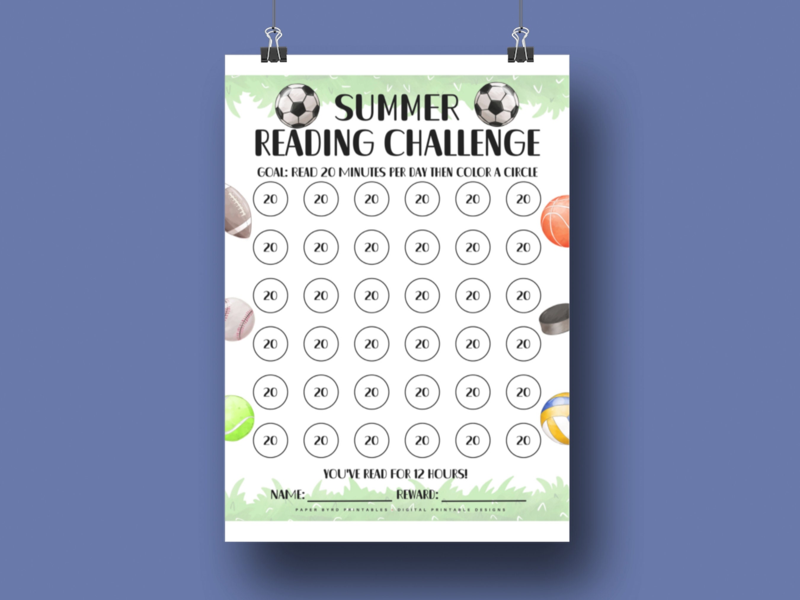 Sports Theme, Summer Reading Challenge, Summer Reading Log, Kids ...