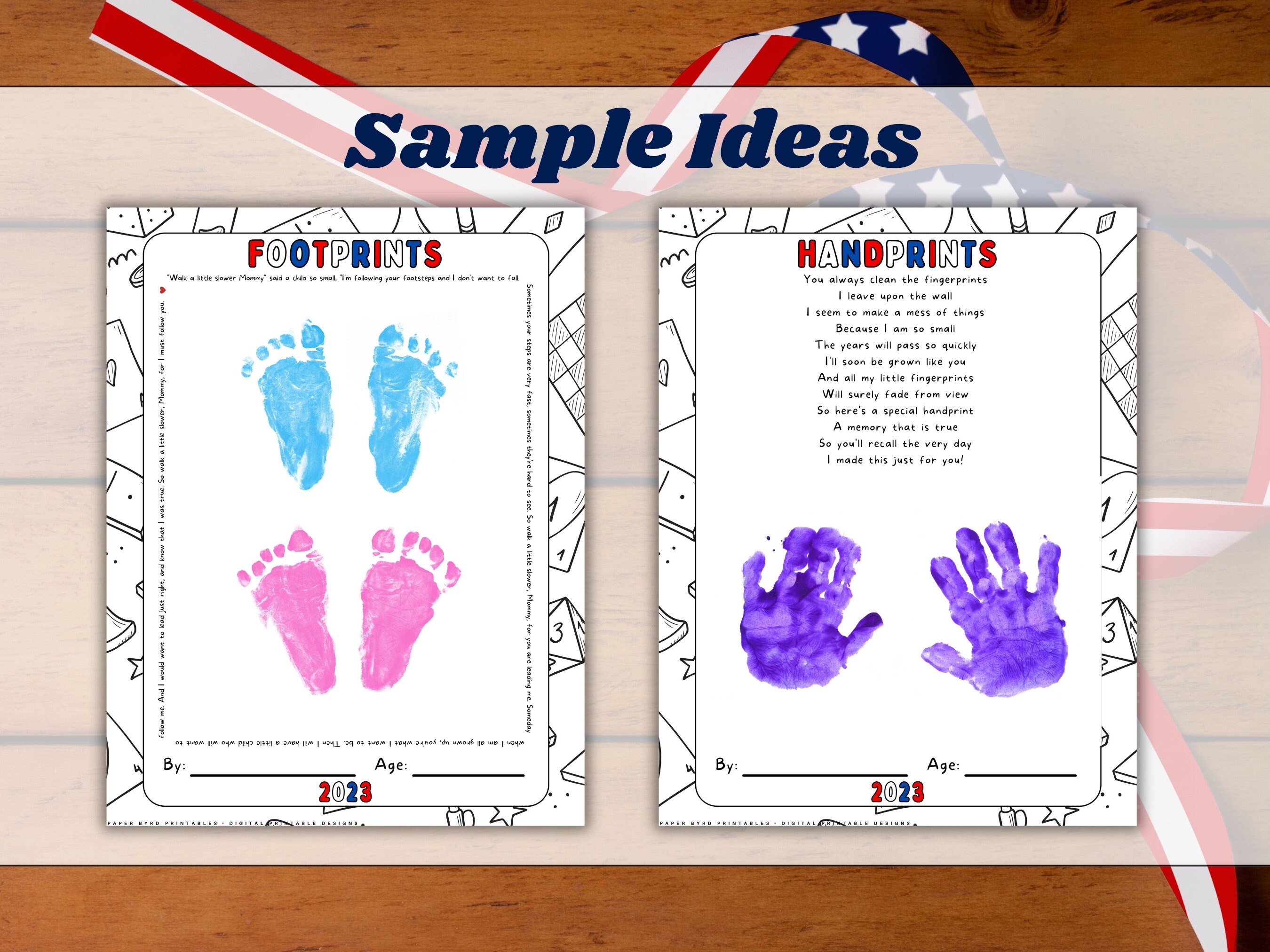 Kids Keepsake Activity Sheets, Footprint Art, Handprint Craft, DIY Gift ...