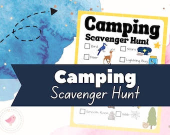 Camping Scavenger Hunt Printable, Summer Scavenger Nature Hunt Card ...
