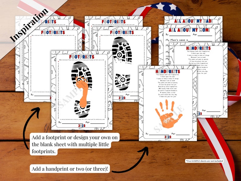 Kids Keepsake Activity Sheets, Footprint Art, Handprint Craft, DIY Gift ...