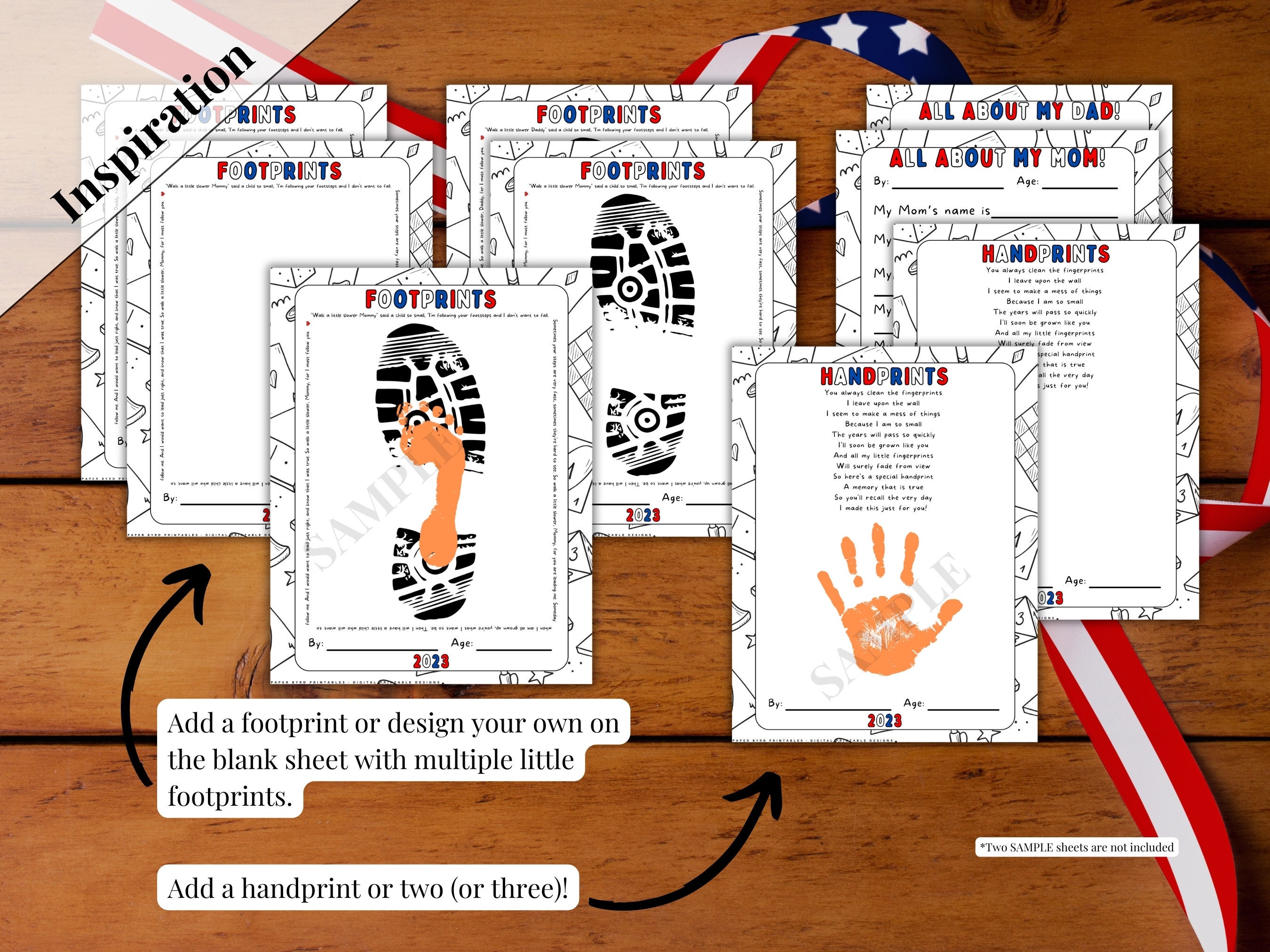 Kids Keepsake Activity Sheets, Footprint Art, Handprint Craft, DIY Gift ...