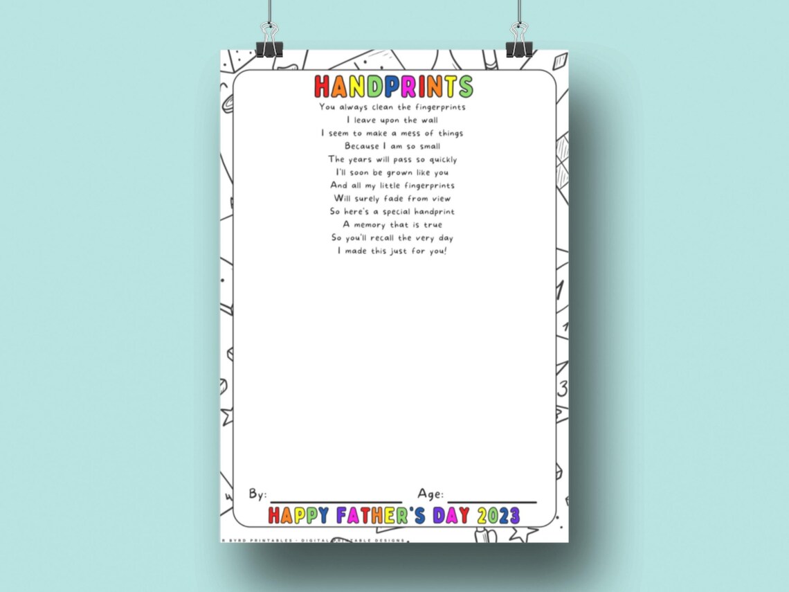Father's Day Rainbow Craft Activity, DIY Gift for Dad, Handprint Art ...