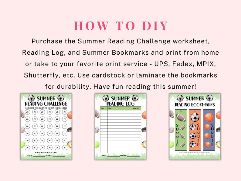 Sports Theme Summer Reading Challenge Summer Reading Log - Etsy